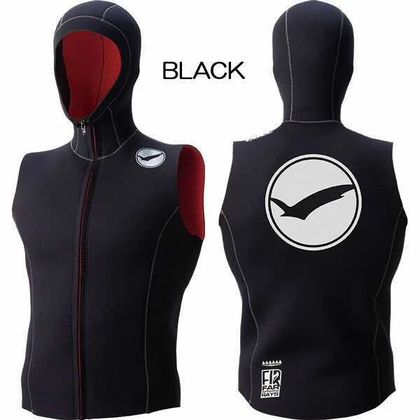 GULL MEN'S 2mm x 3mm FIR HOOD VEST II-BLACK-L - Diving Adventure